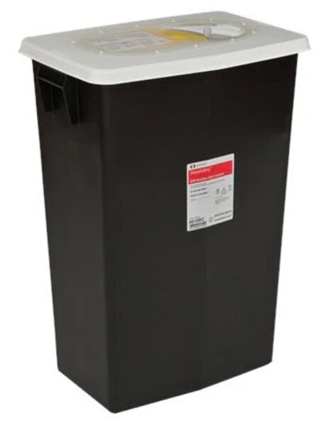 Covidien™ 8 Gallon Black RCRA Waste Container SharpSafety™ Sliding Lid